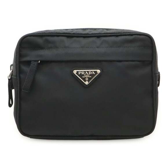 Prada | Bags | Prada Triangle Waist Pouch Bag Black Nylon Purchased At ...